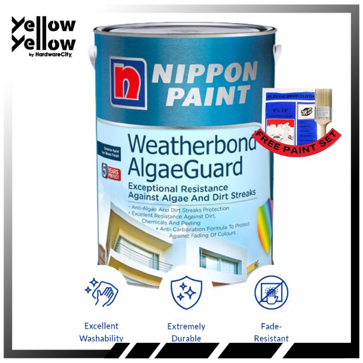 [Free Paint Set] Nippon Paint Weatherbond Algaeguard 5L | Lazada Singapore