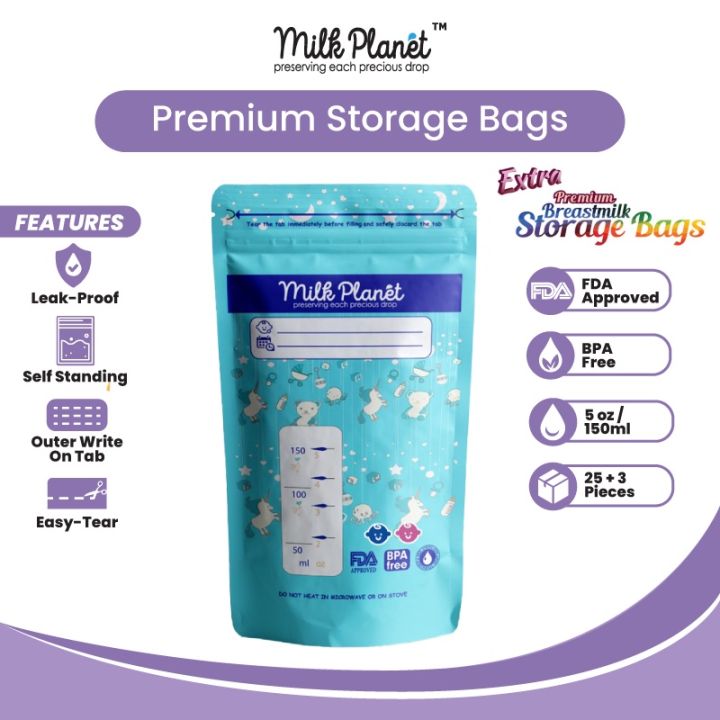 Milk Planet Extra 28pcs Premium Breastmilk Storage Bag Double Zip Lock ...
