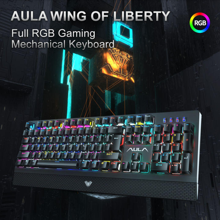 AULA S2018 Mechanical Keyboard with Rainbow Backlit , 104 keys Blue ...