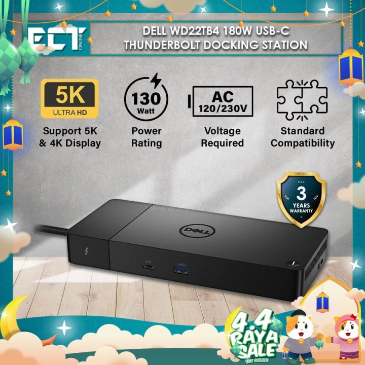 Dell WD22TB4 180W USB-C Thunderbolt Docking Station (Support 5K Display ...