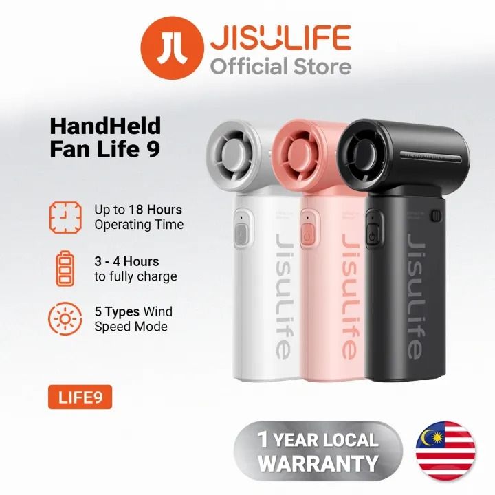 Jisulife Portable Handheld Fan Life 9 with a 3600mAh and 5000mAh ...