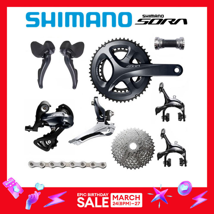 Shimano sora r3000 groupset 2x9 tốc độ xe đạp đường trường r3000 165mm ...