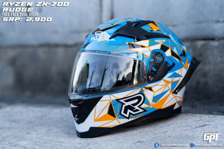 RYZEN ZX-700 RUDGE BLUE FULL FACE DUAL VISOR WITH CLEAR LENS ONLY ...