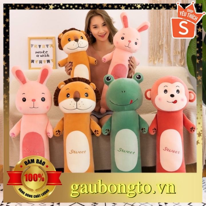 Gối ôm thú nhồi bông 🛡𝑯𝒂̀𝒏𝒈 𝑪𝒂𝒐 𝑪𝒂̂́𝒑🛡 Ếch Thỏ Khỉ gấu bông cho bé dễ thương mềm mịn gấu ôm 50cm ...