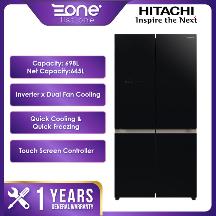 Hitachi 698L 4 Door Inverter French Bottom Refrigerator R-WB700VM2 (GBK ...