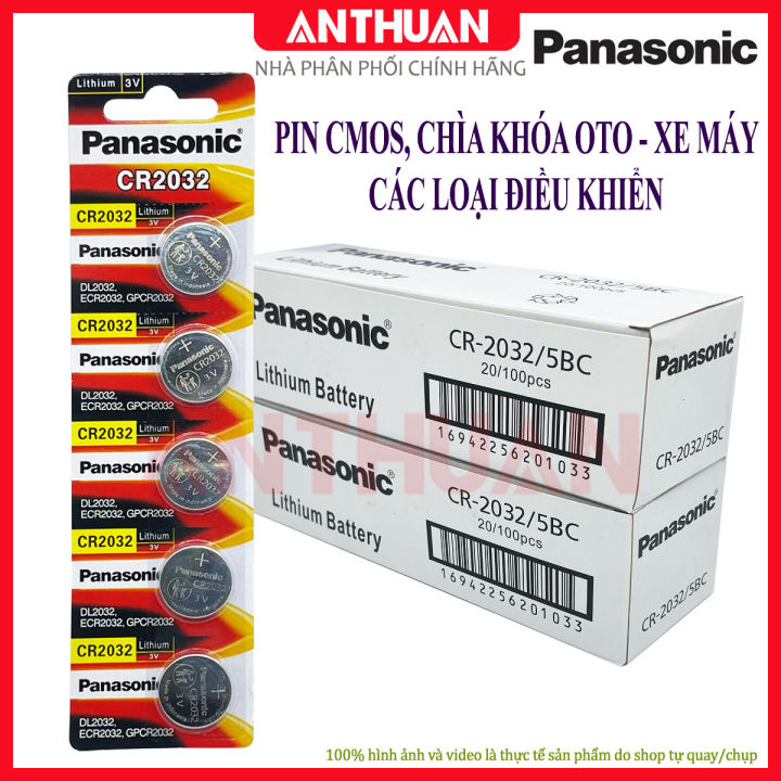 Vỉ 5 viên CR2032 Panasonic 3V. Pin nút áo Lithium Made in Indonesia ...