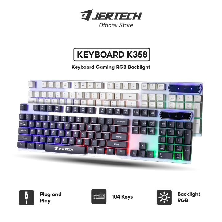 Jertech Keyboard Gaming K358 Led Rgb Bachlight Support All Komputer