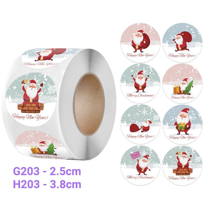 Sticker Label Christmas roll 3.8cm 500pc - roll / tempelan natal Bulat ...