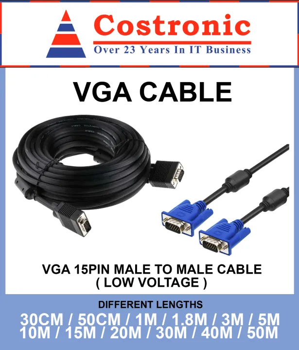 VGA Cable 15PIN Male to Male ( 30CM / 50CM / 1M / 1.8M / 3M / 5M / 10M ...
