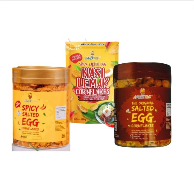 ADUCKTIVE Salted Egg Cornflakes 100g/180g/220g - Spicy/Original/Nasi ...
