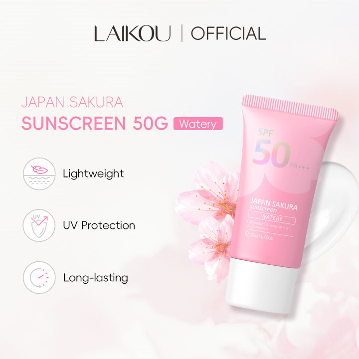 LAIKOU Japan Sakura Waterproof Sunscreen UV Protection SPF50 Sunblock (Moisture) 50g | Lazada PH