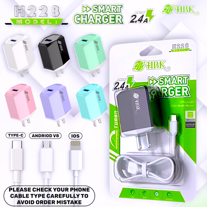 2.4A Output Universal Smart Charger Compatible for Andriod V8 ,Type-C ...