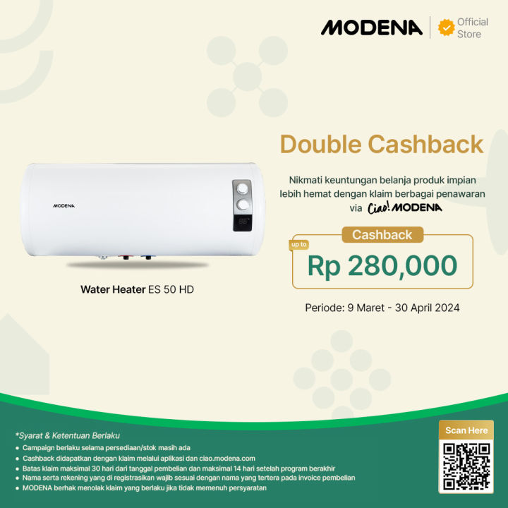 MODENA Electric Water Heater - ES 50 HD (Kapasitas 50 Liter) | Lazada ...
