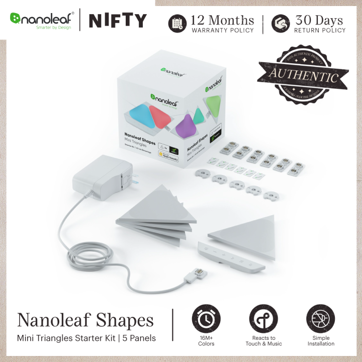 Nanoleaf Shapes, Mini Triangles Starter Kit, 5 Panels LED Lights 20 ...