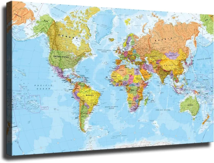 Maps International Giant World Map Poster Print Canvas Wall Home Living ...