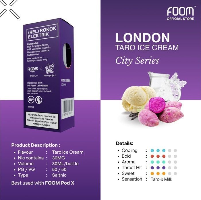 Foom London Taro Ice Cream Salt Nic 30ML by Flooid x VSS - Liquid ...