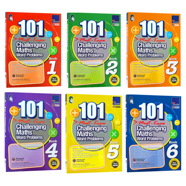 6 Books/Set Grade 1-6 Math SAP 101 Challenging Maths Word Problems ...