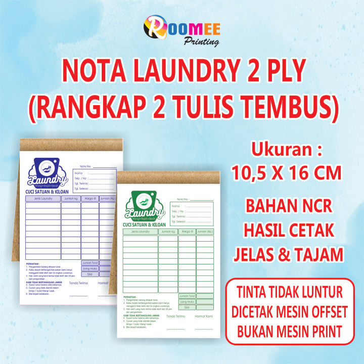 NOTA LAUNDRY 2 PLY ISI 100 LEMBAR UKURAN 1/4 FOLIO (10,5x16cm) | Lazada ...
