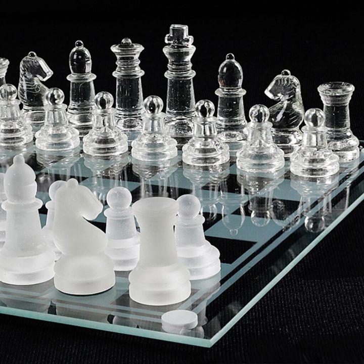 Crystal Chess Set Includes Frosted / Polished Glass Chess Board And 32 ...