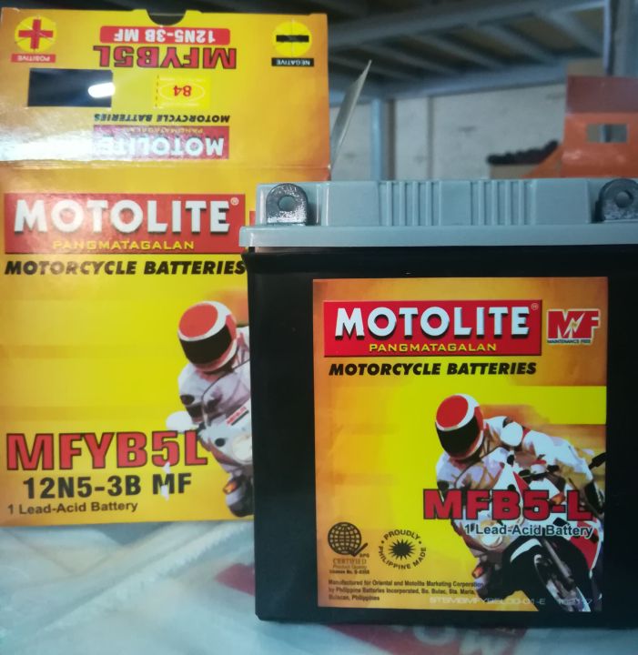 Motolite MOTORCYCLE Battery (VRLA Maintenance Free) MFYB5L / 12N5 ...