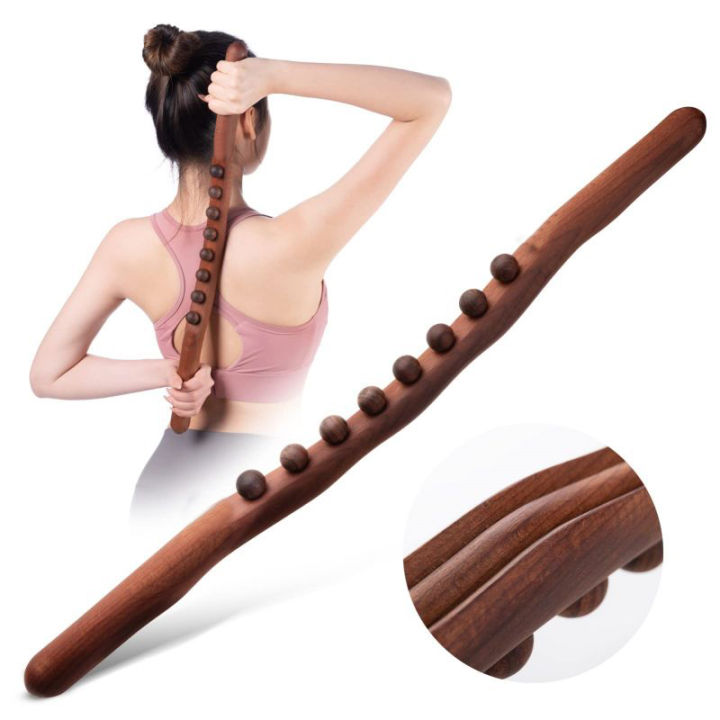 8 Beads Gua Sha Massage Stick Natural Carbonized Wood Rolling Meridian