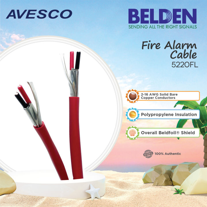 Belden Fire Alarm Cables | Riser-FPLR, 2-16 AWG Solid Bare Copper ...