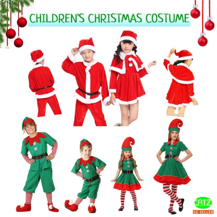 Christmas Costume Children's Santa Claus Elf Santarina Costume Kid's ...