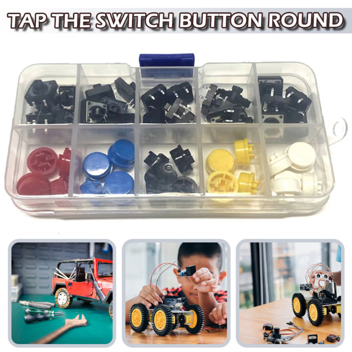 Idealhere 25pcs Tactile Push Button Switch Momentary Micro 12*12*7.3MM ...
