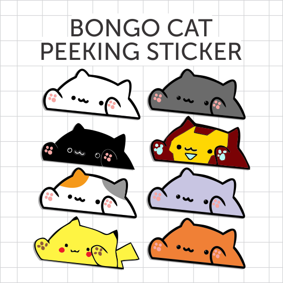 Bongo Cat Peeking Stickers Peekers Vinyl Laminated Stickers | Lazada PH