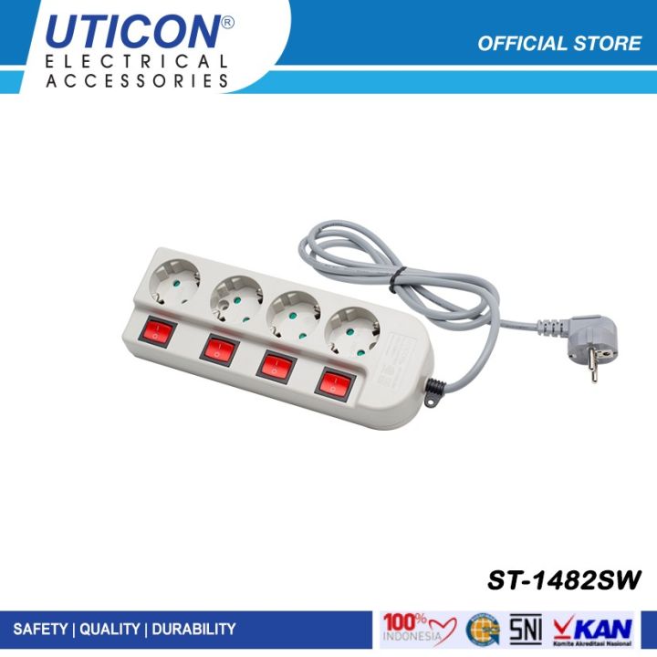 UTICON ST-1482 SW Stop kontak 4 lubang masing saklar kabel pengaman ...