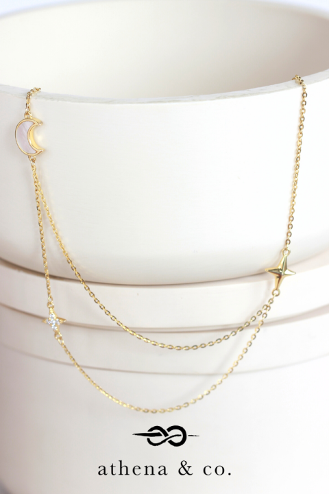Athena & Co. 925 Silver Zuma Layered Necklace - 18k Gold Plated ...