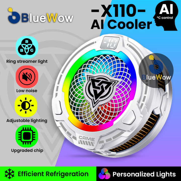 [New] BlueWow X110 High-Speed Cooling Phone Cooler | AI Smart Cooling | RGB Lighting Effects ...
