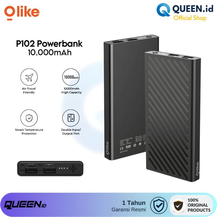 Olike P102 Powerbank 10000mAh DUAL PORT IN OUT Power Bank 5V 10000 mAh ...