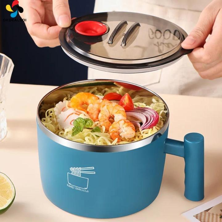 OKDEALS01 1000ML Stainless Steel Ramen Bowl with Lid Insulated Instant ...