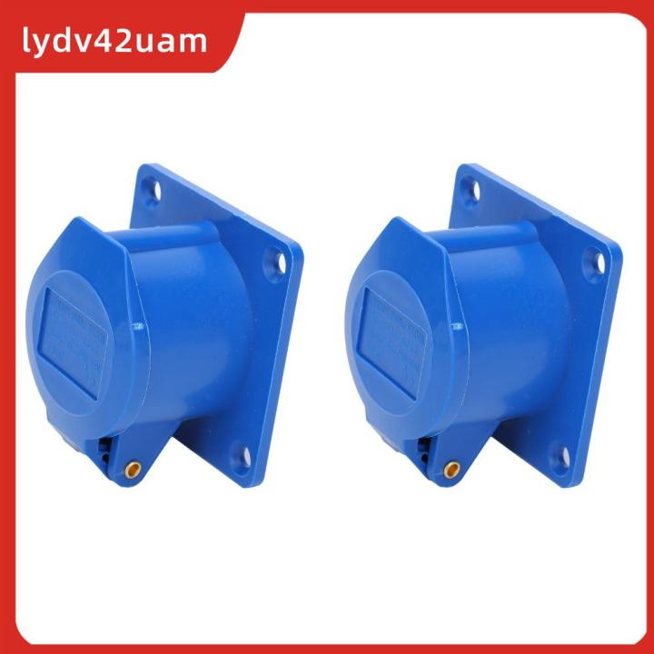 LYDV42UAM 2 Pcs 3 Pin 16A Industrial Power Socket 220-250V 2P+E Single ...