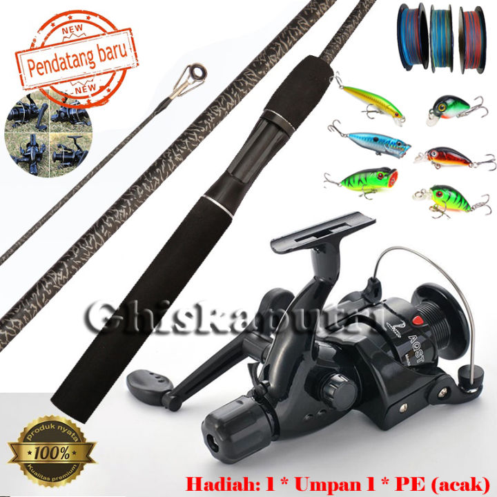 Spining Fishing Set 1.65m/1.8m/2.1m joran pancing UL/L/ML Spinning Fishing Rod 2 Sections and ...