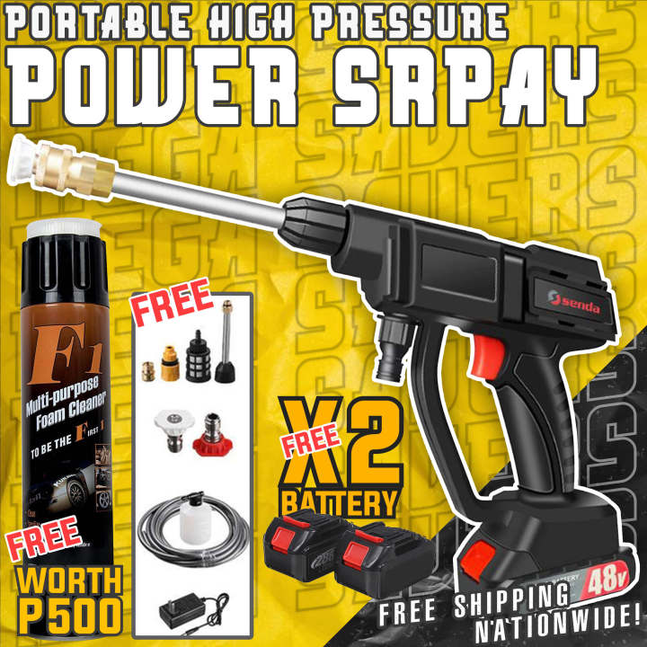 Portable Cordless High Pressure Power Spray Gun Washer Car Motor Wash ...