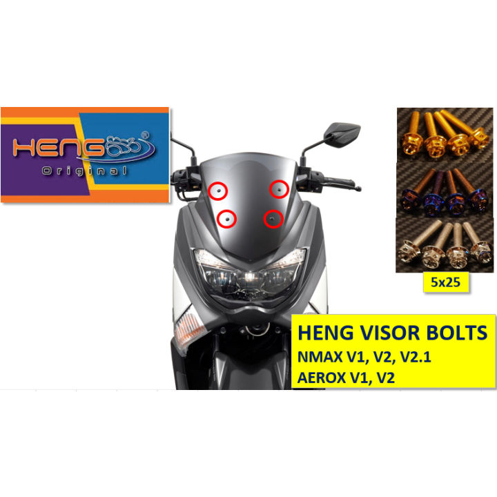 HENG Original Visor bolts for NMAX V1, V2, V2.1 AEROX V1, V2 (sold as ...