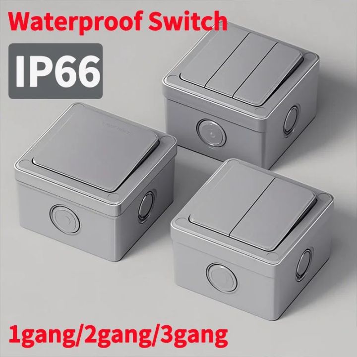 Multi-Gang IP66 Waterproof Wall Switch 16A - Outdoor Push Button ...