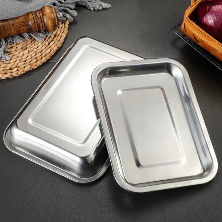 Food Pan Tray Makapal Heavy Duty Stainless Steel Serving Tray | Lazada PH