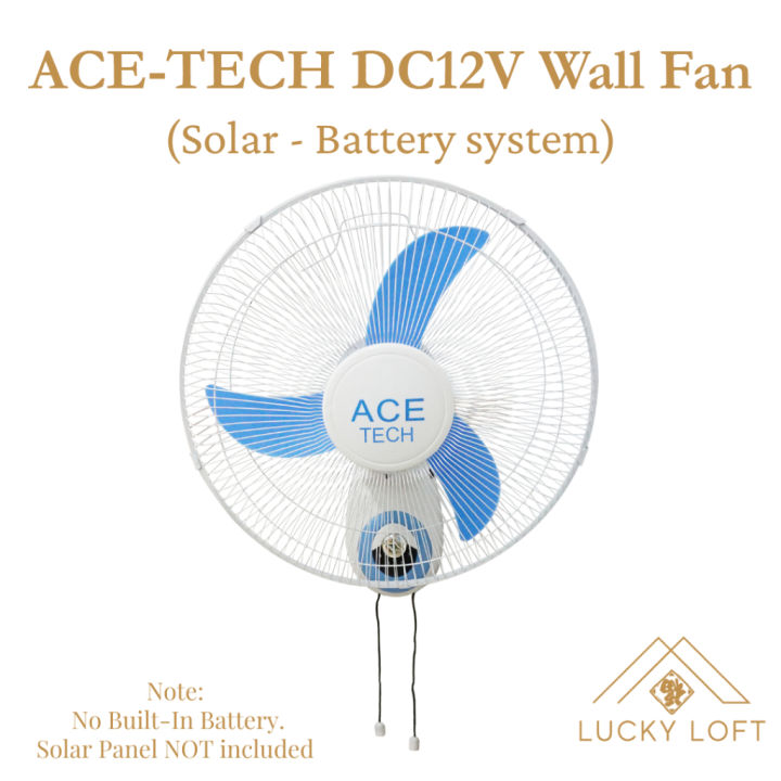 ACE-TECH DC12V Wall Fan 16" (Solar - Battery system) SOLAR DC 12 VOLTS ...