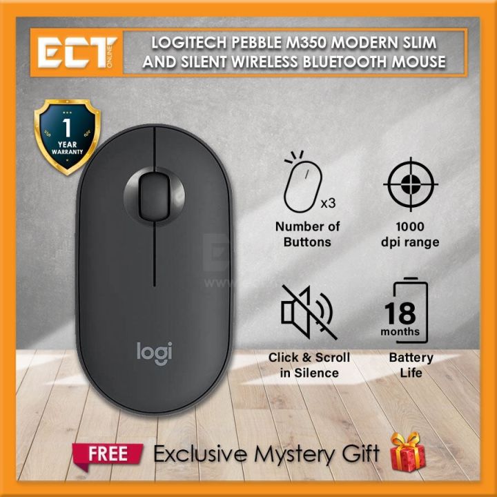 Logitech Pebble M350 Modern Slim and Silent Wireless Bluetooth Mouse (8 ...