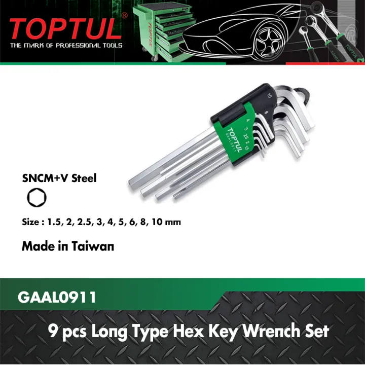 Toptul 9pcs Long Type Hex Key Wrench Set | Lazada PH