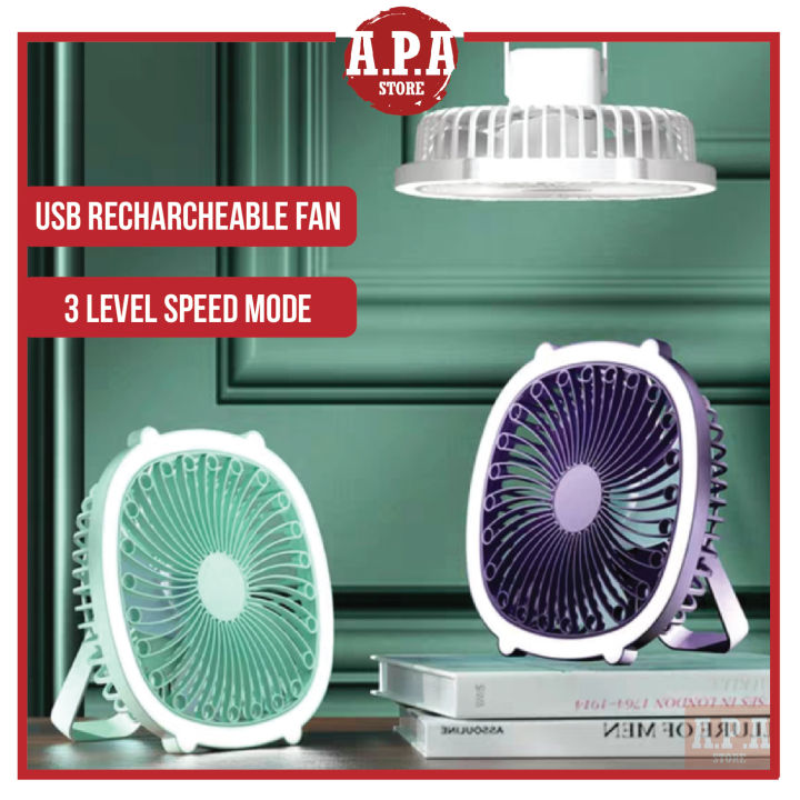 APA Adjustable Mini Folding Fan Kipas Cooling Handy Desk LED Light ...