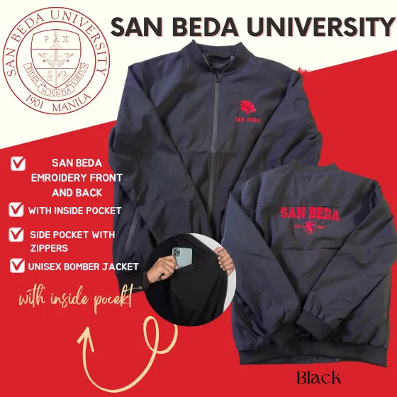 SAN BEDA Premium Bomber Jacket Unisex Embroidery | Lazada PH