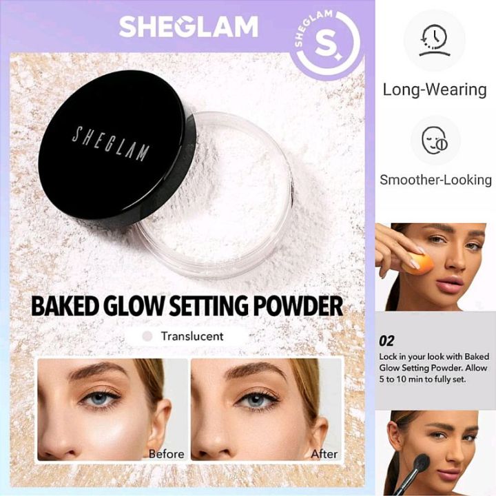 SHEGLAM Baked Glow Premium Setting Powder 100% Talc-free & Flawless ...