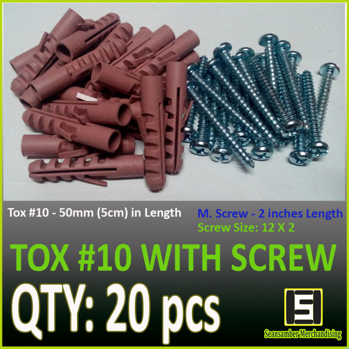 Tox No. 10 With Screw 12X2 Inches in Length for Wall Plug Anchor 20 PCS ...
