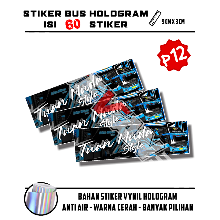 stiker bus tuan muda (12) isi 60 stiker panjang | anti air warna cerah ...