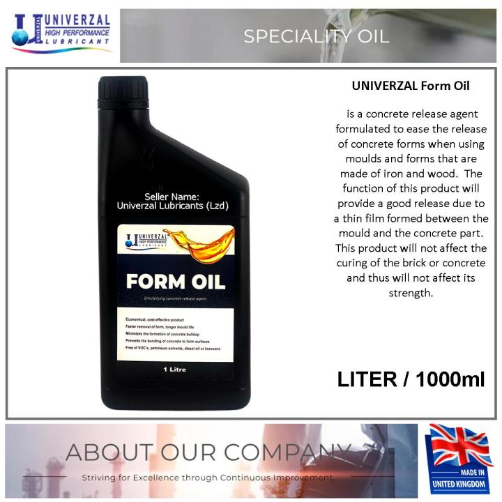 Concrete Mould Release FORM Oil Liter 1000ml Made in United Kingdom ...