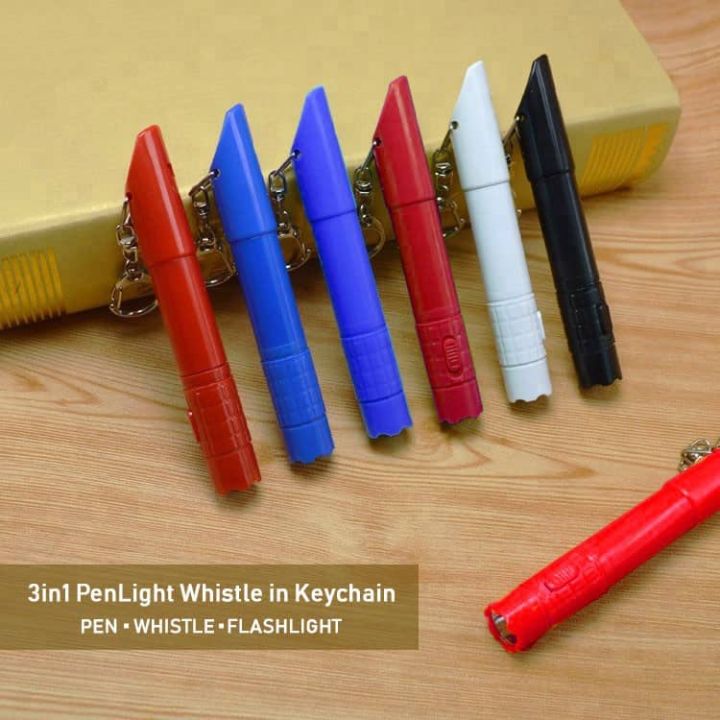 3in1 Emergency Ball pen with LED Flashlight & Whistle Key-chain | Lazada PH